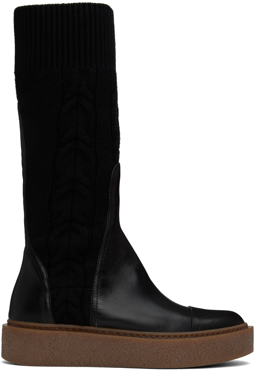 Max Mara Black Braidy Boots Max Mara