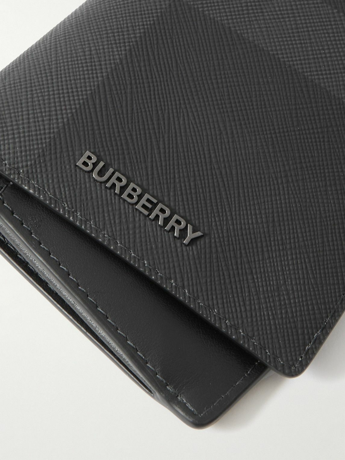 Burberry - Checked Cross-Grain Leather Wallet Burberry