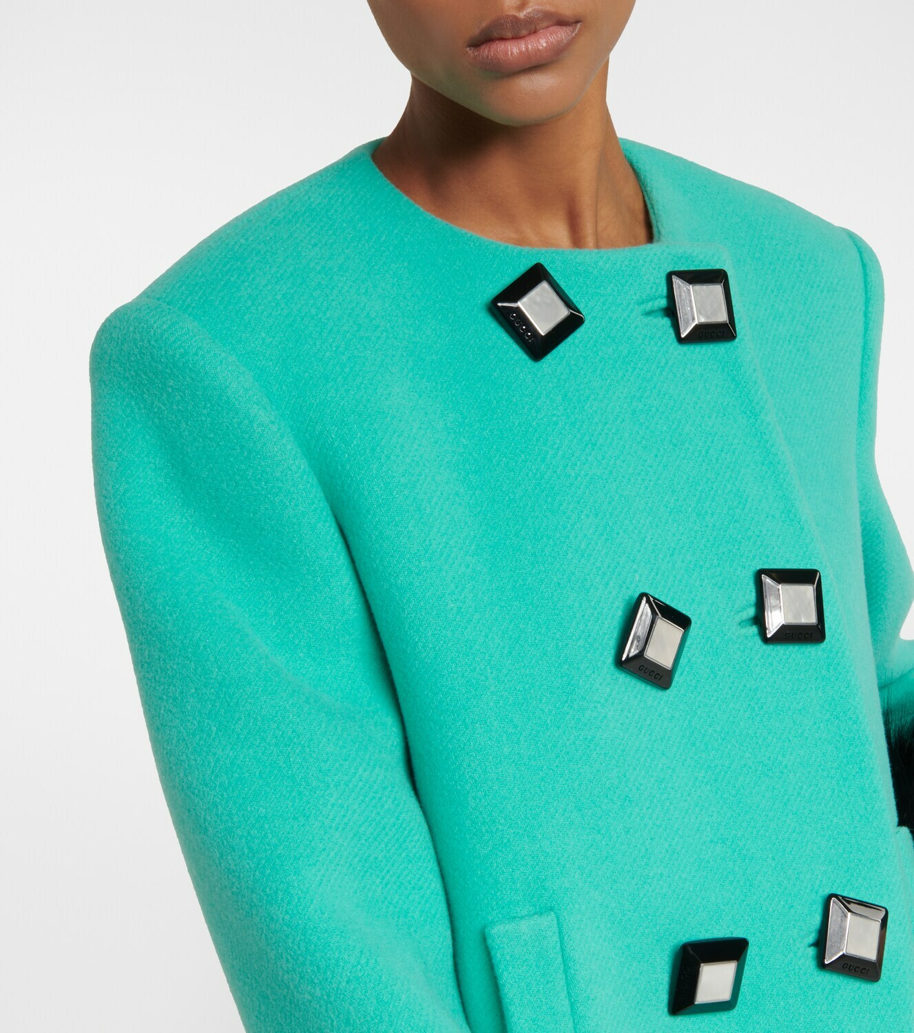 Gucci - Faux fur-trimmed wool-blend jacket Gucci