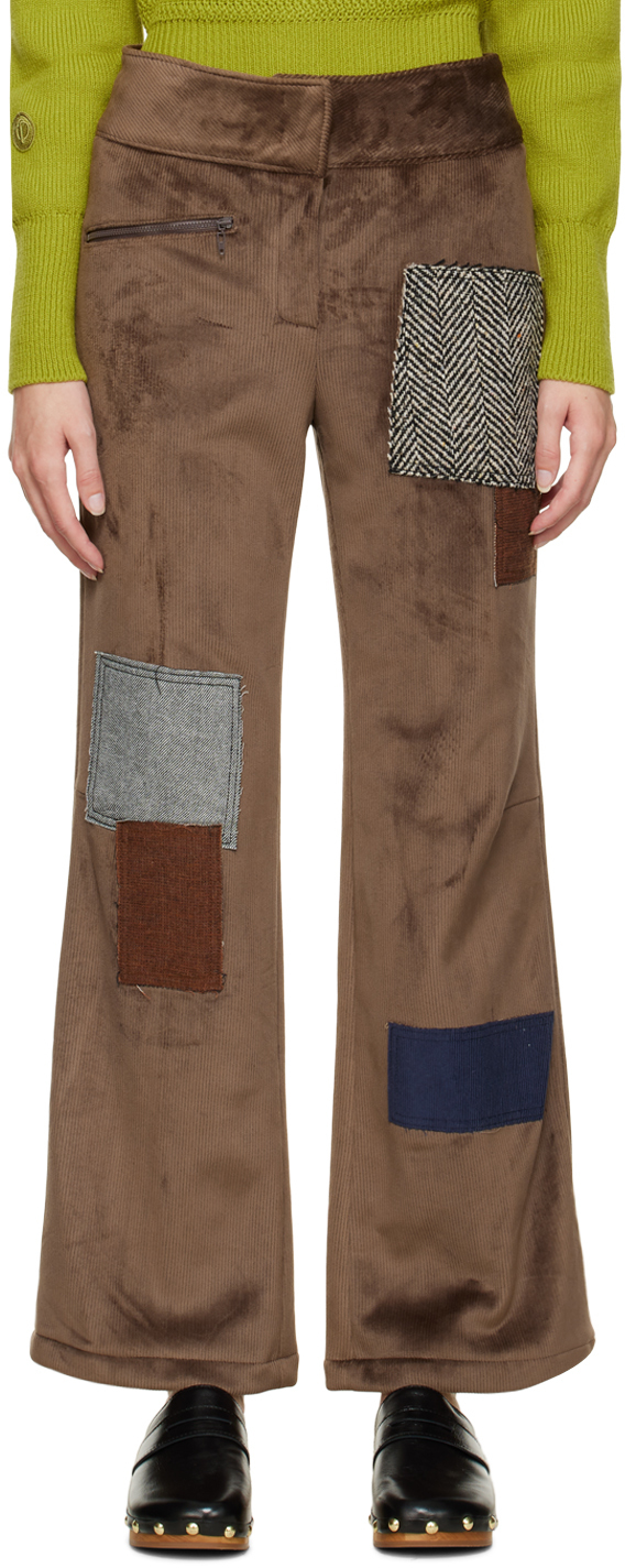 TheOpen Product Brown Patchwork Trousers TheOpen Product