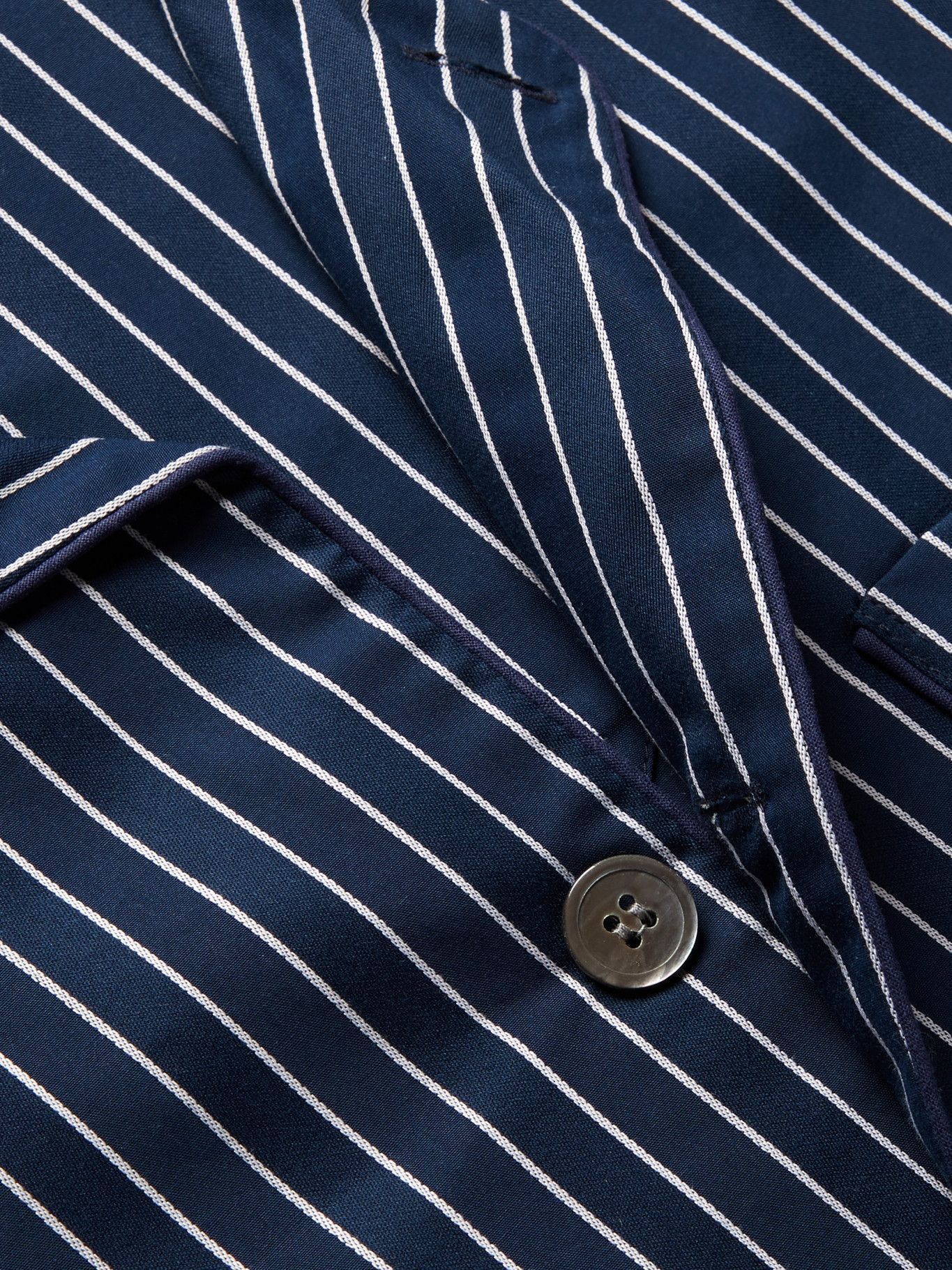 DEREK ROSE - Royal Striped Cotton Pyjama Set - Blue Derek Rose