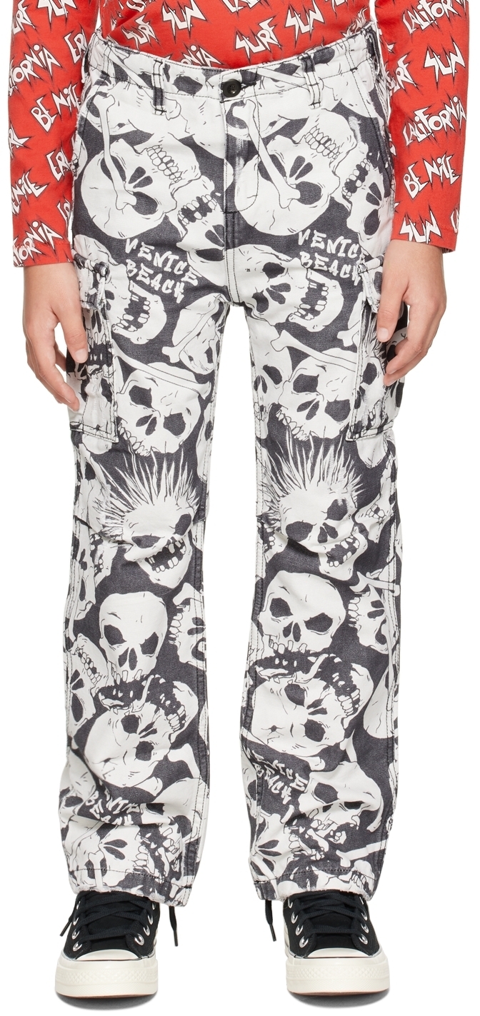ERL Kids Black Skull Cargo Pants ERL