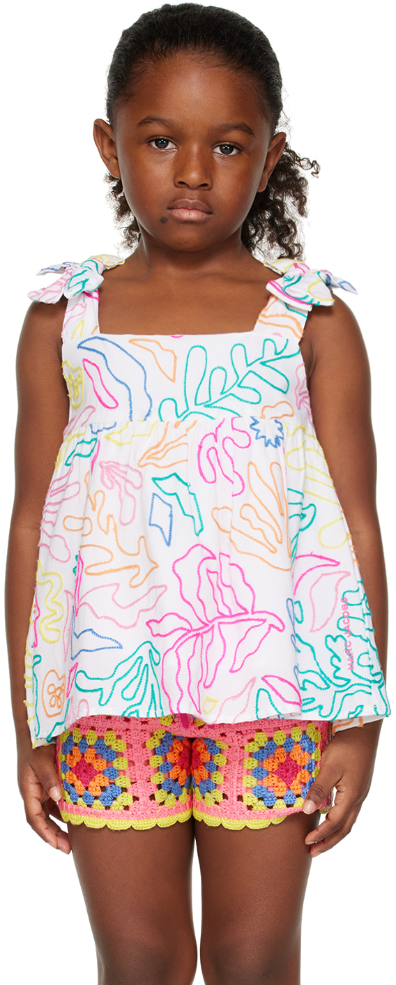 Marc Jacobs Kids White Embroidered Tank Top Marc Jacobs