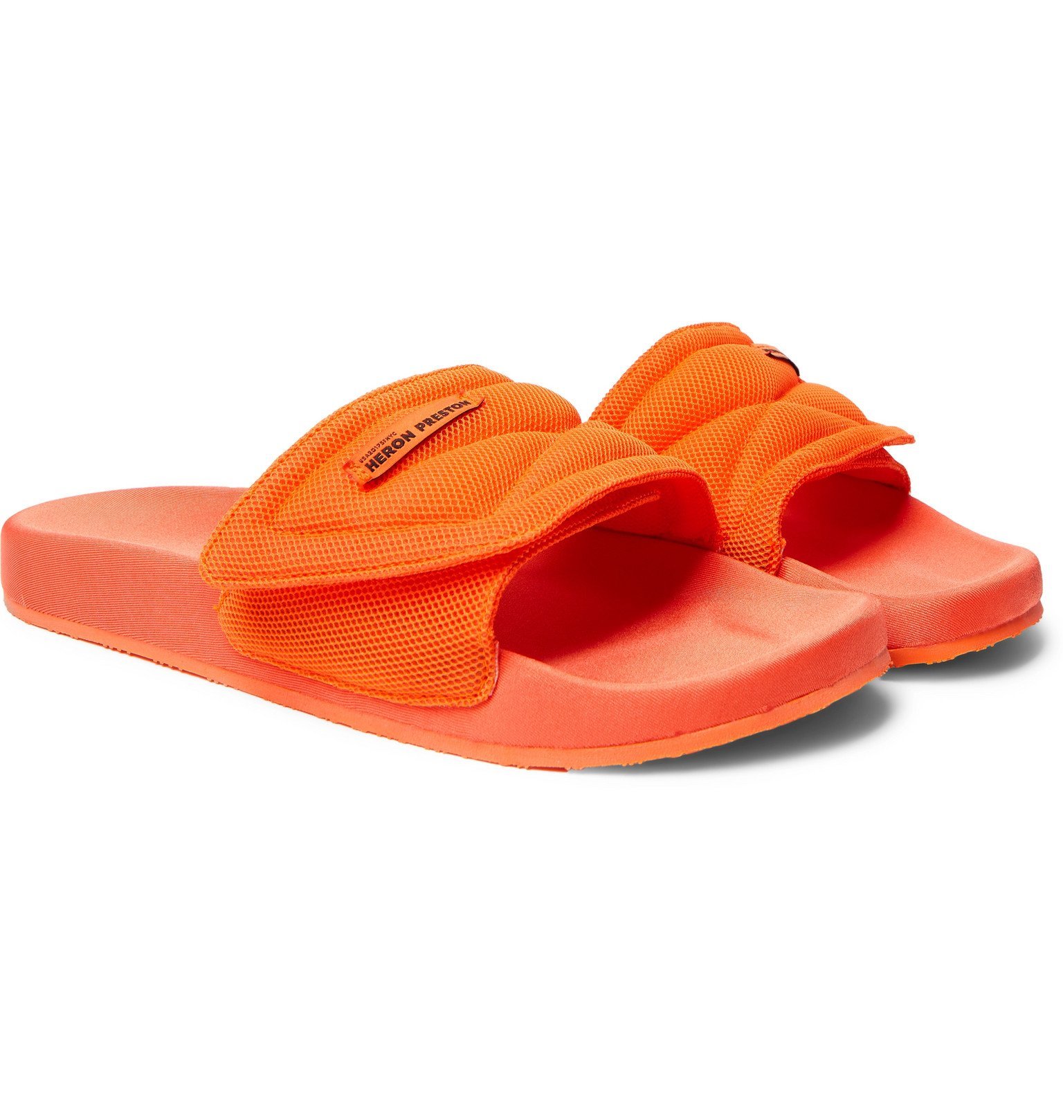 Heron Preston - Logo-Appliquéd Mesh Slides - Orange Heron Preston