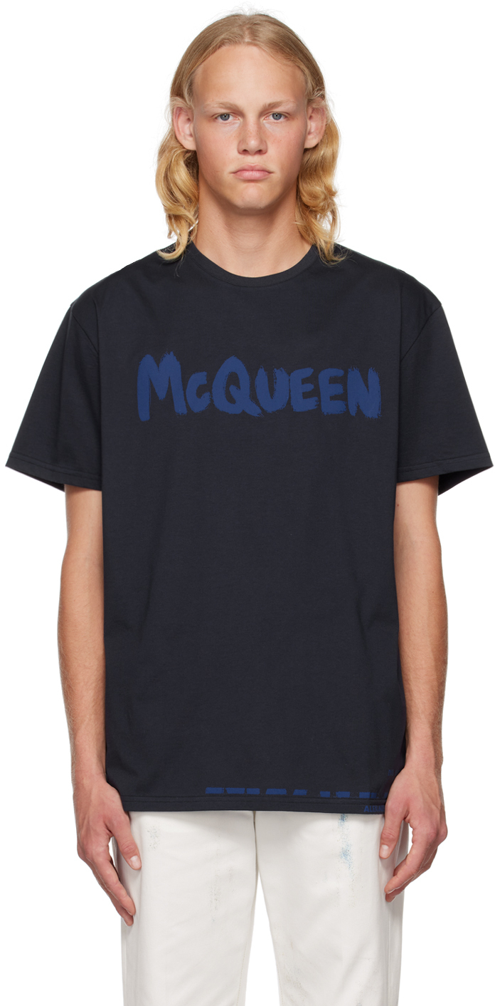 Alexander McQueen Navy Graffiti T-Shirt Alexander McQueen