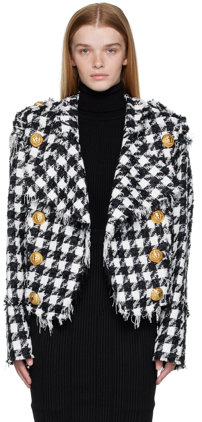 Balmain White & Black Double-Breasted Jacket Balmain