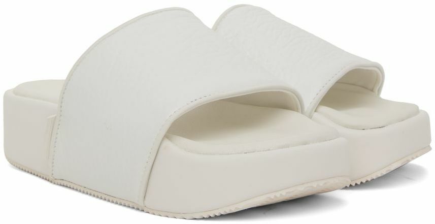 Y-3 White Leather Platform Slides Y-3