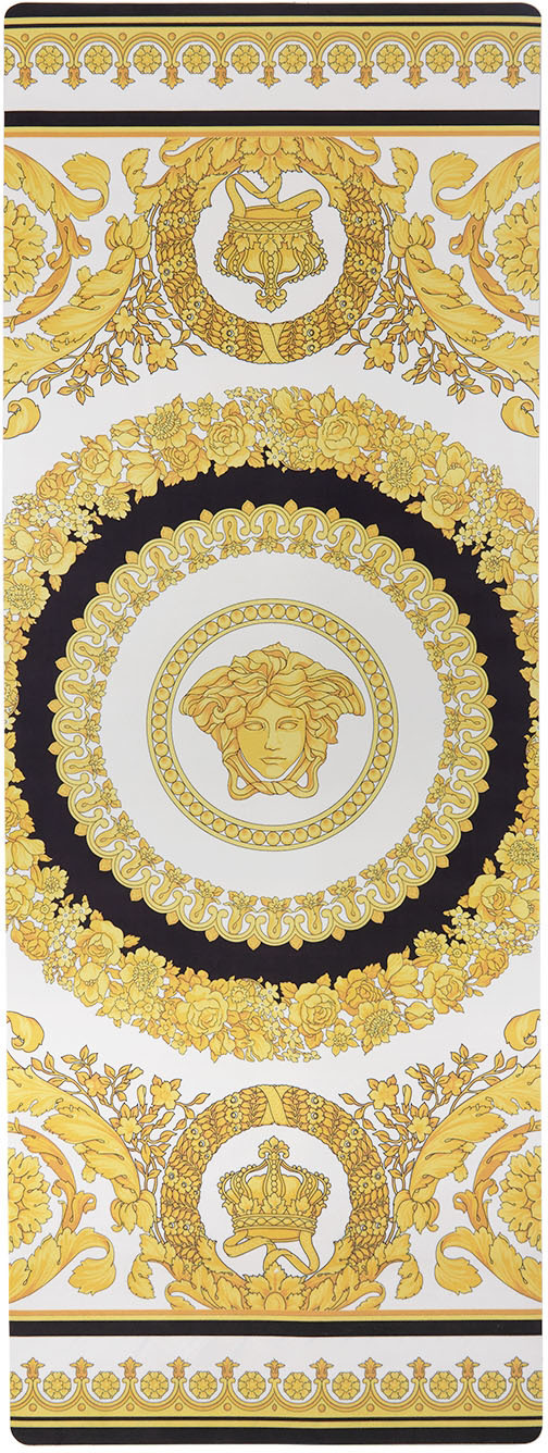 Versace White & Yellow Baroque Yoga Mat Versace