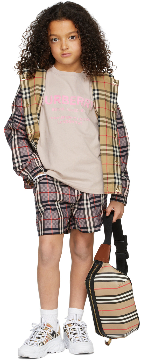 Burberry Kids Pink Horseferry Logo T-Shirt Burberry