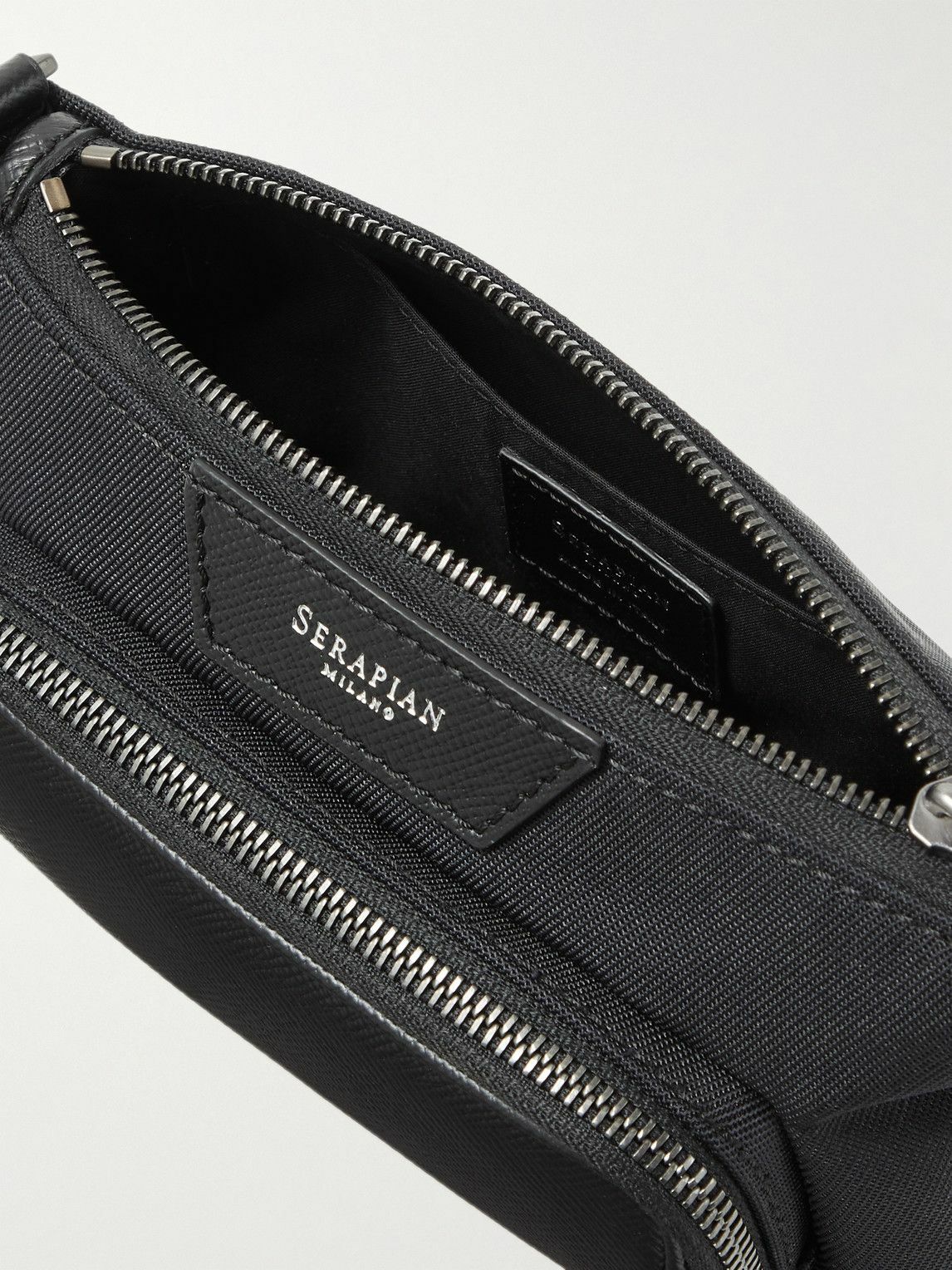 Serapian - Mini Envelope Evoluzione Cross-Grain Leather and Twill ...