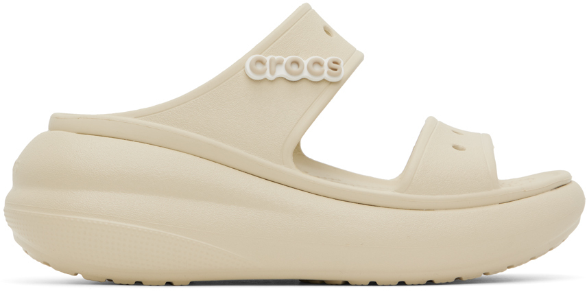 Crocs Beige Classic Crush Platform Sandals Crocs