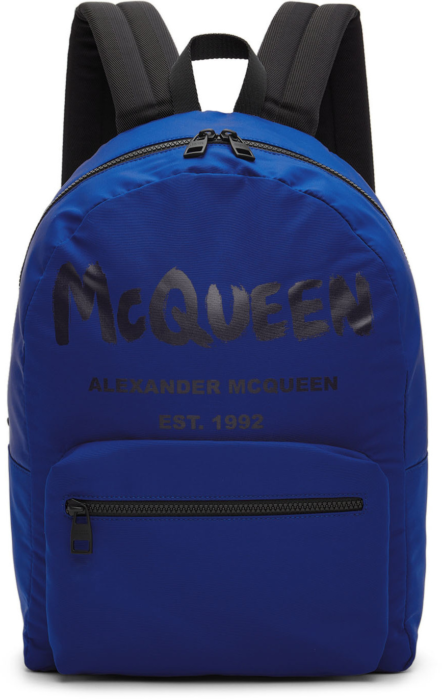 Alexander McQueen Blue Graffiti Metropolitan Backpack Alexander McQueen