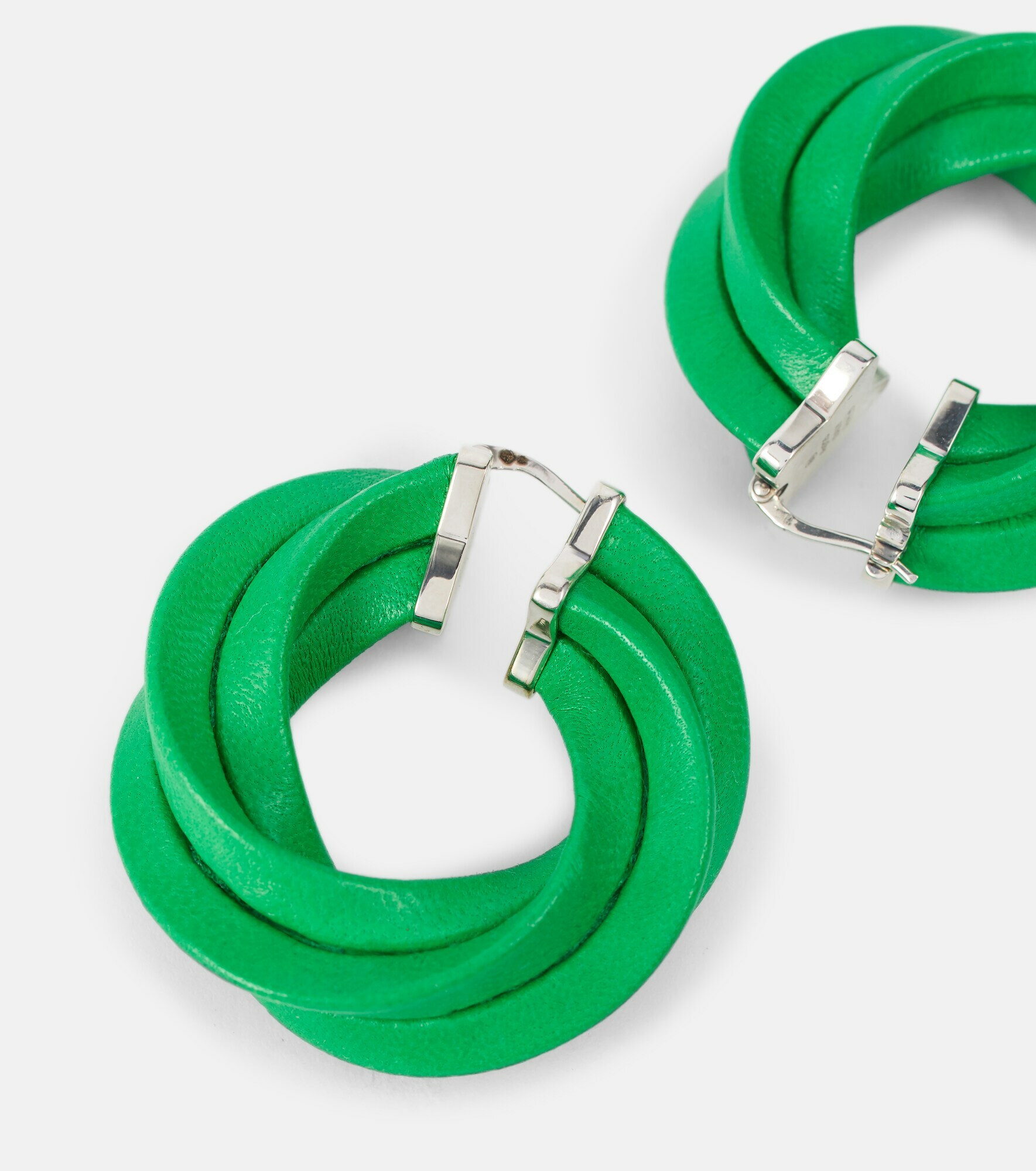 Bottega Veneta - Twist sterling silver and leather hoop earrings ...