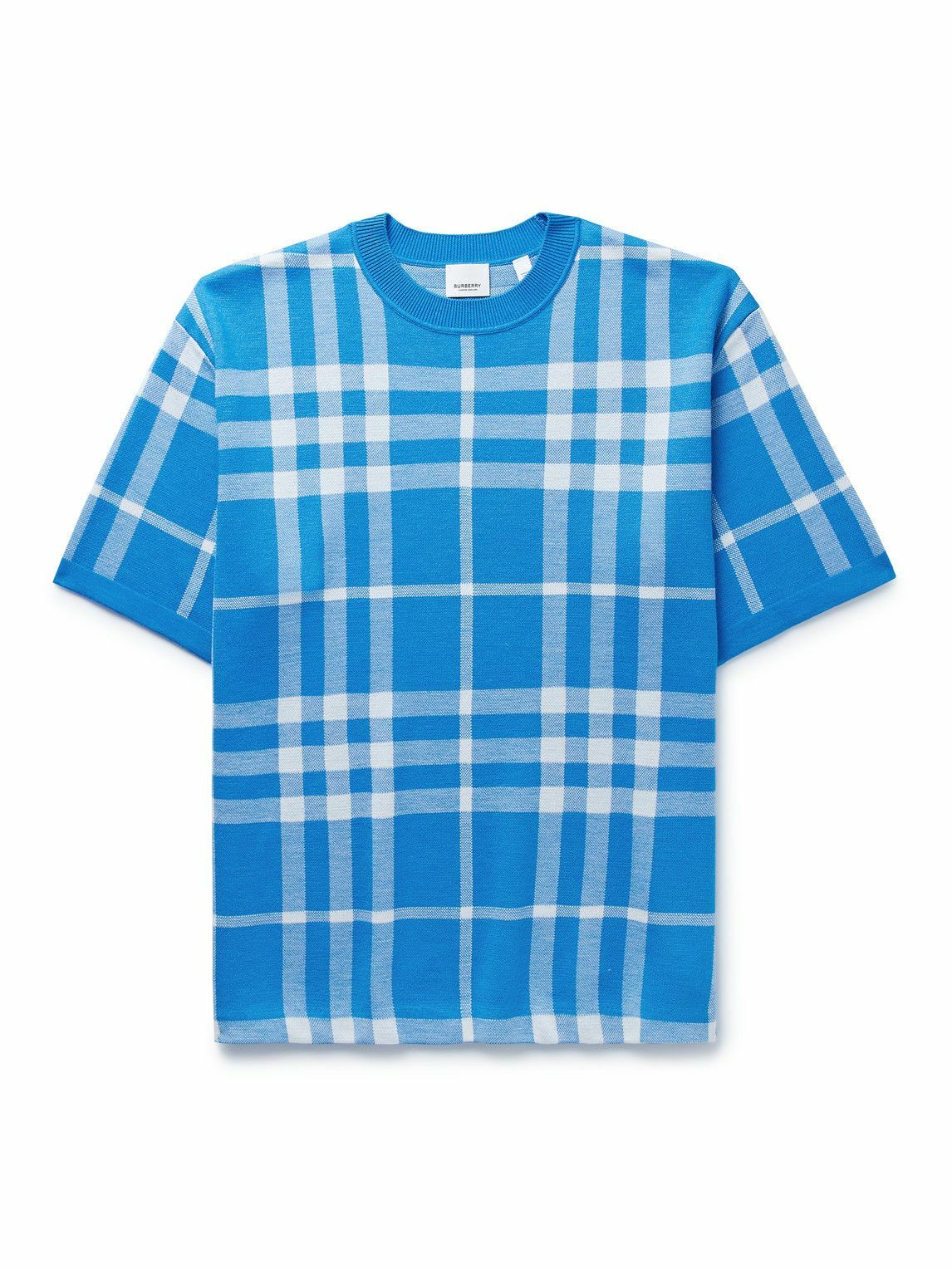 Burberry - Checked Wool and Silk-Blend Sweater - Blue Burberry