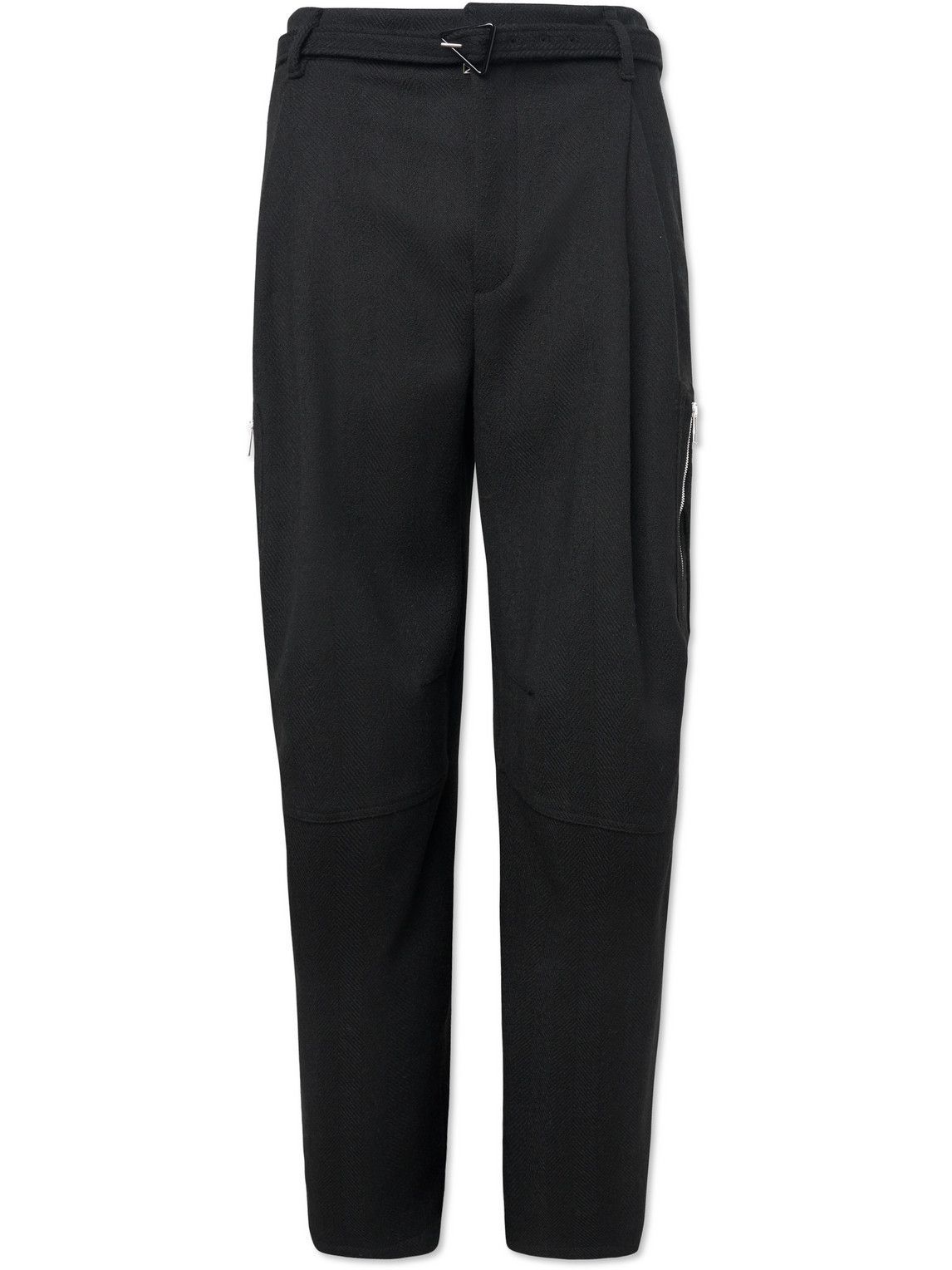 Bottega Veneta - Pleated Wool-Blend Felt Cargo Trousers - Black Bottega ...