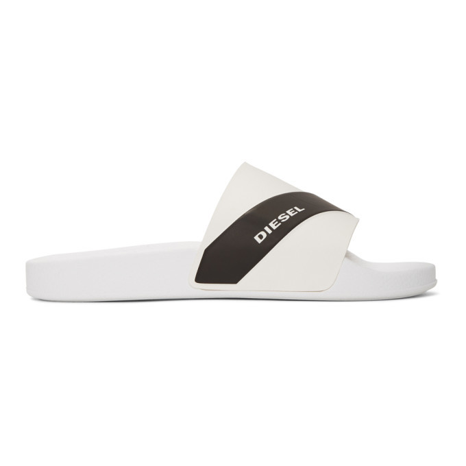 Diesel White Logo Sa-Maral Slides Diesel
