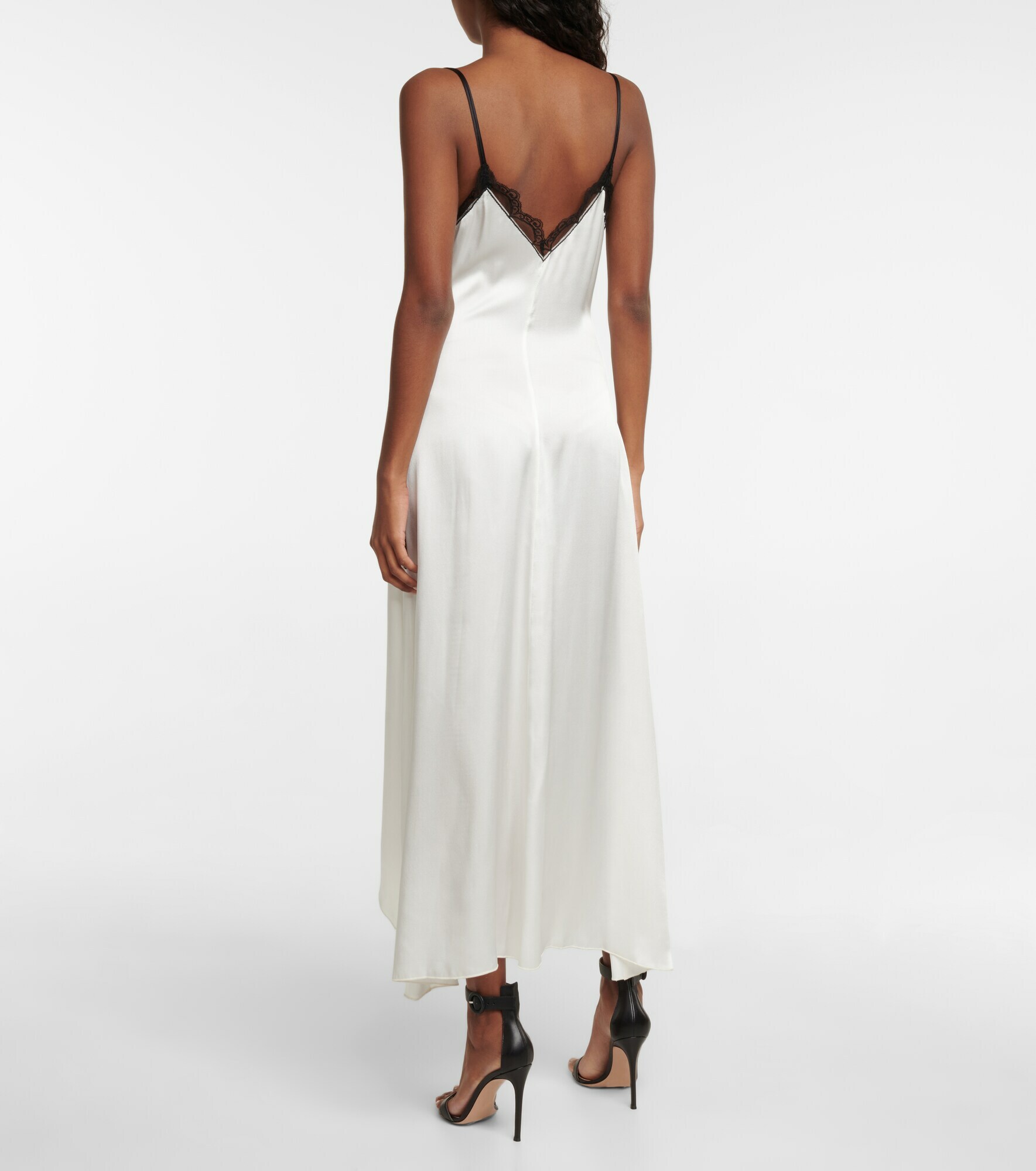Rodarte - Lace-trimmed silk satin slip dress Rodarte