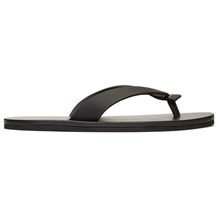 Lanvin Black Leather Slides Lanvin
