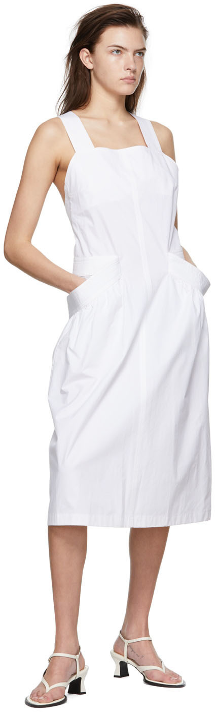 LOW CLASSIC White Cotton Midi Dress Low Classic