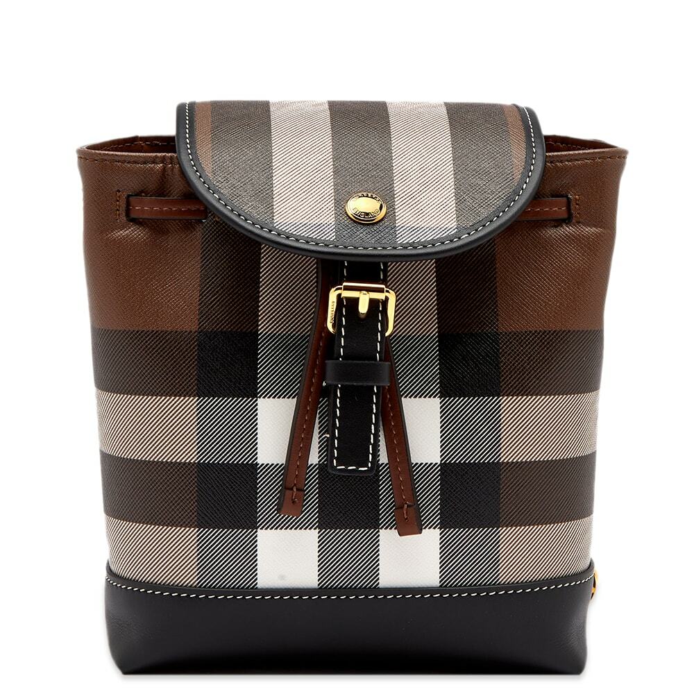 Burberry Women's Checked Micro Backpack in Dark Birch Brown Burberry