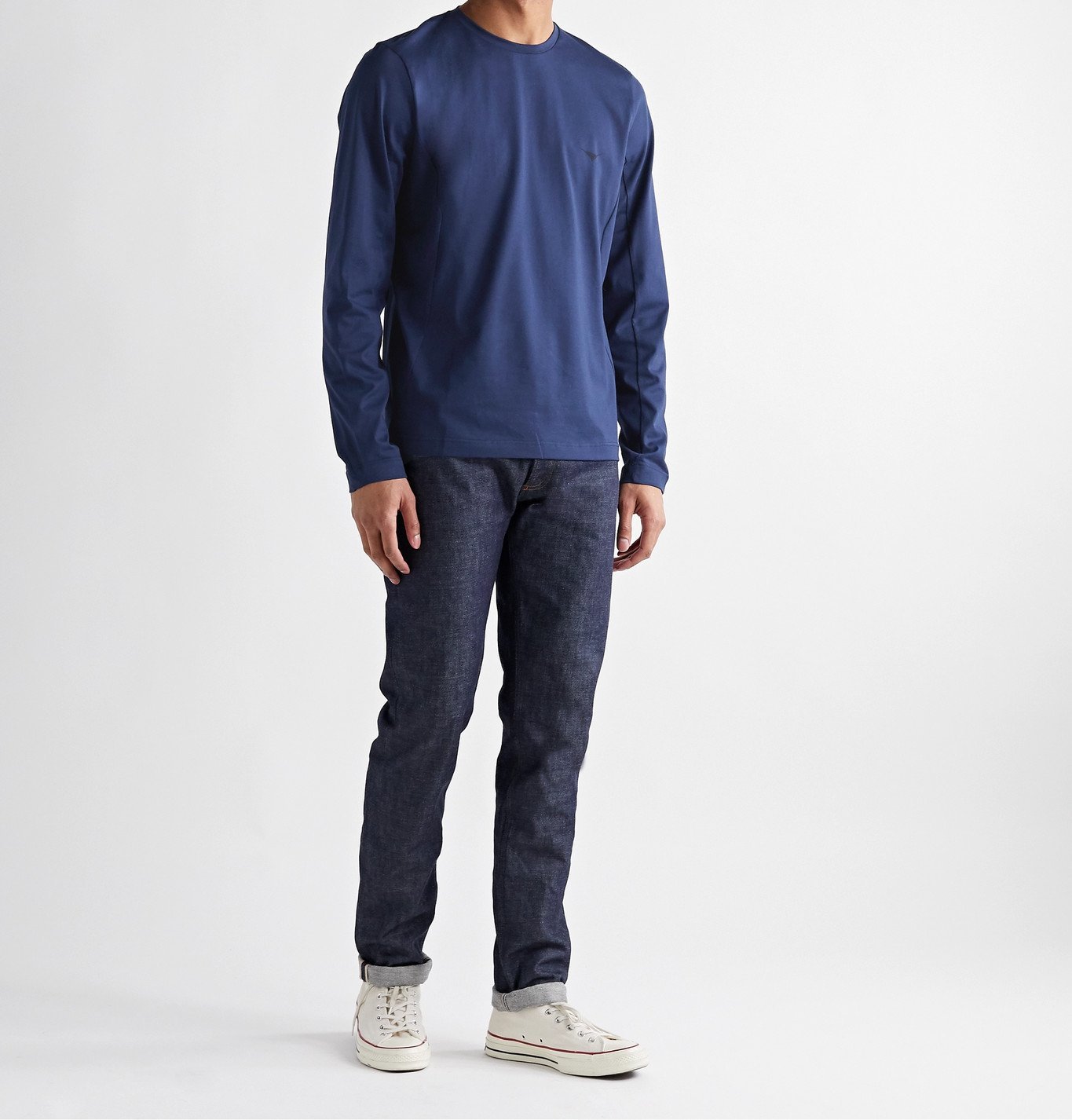 Sease - Logo-Print Cotton-Blend Jersey T-Shirt - Blue Sease