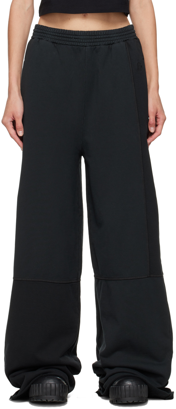 MM6 Maison Margiela Black Wide-Leg Lounge Pants MM6 Maison Margiela