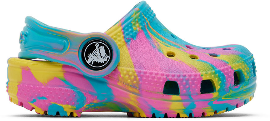 Crocs Baby Blue & Yellow Classic Marbled Clogs Crocs