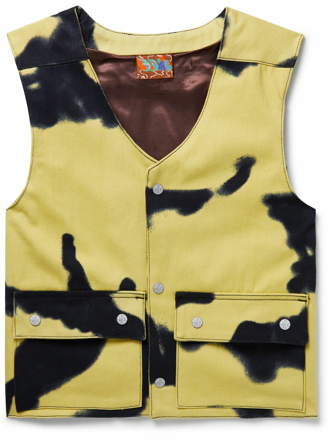 COME TEES - Camouflage-Print Denim Vest - Yellow COME TEES