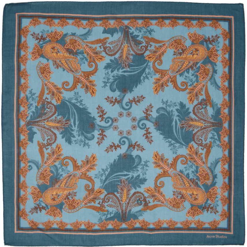 Acne Studios Blue Printed Scarf Acne Studios