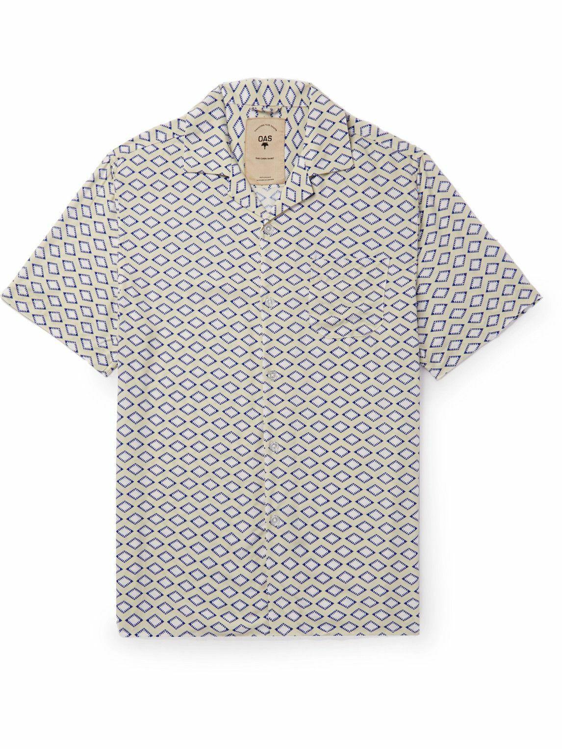 OAS - The Cuba Camp-Collar Printed Satin Shirt - Neutrals OAS