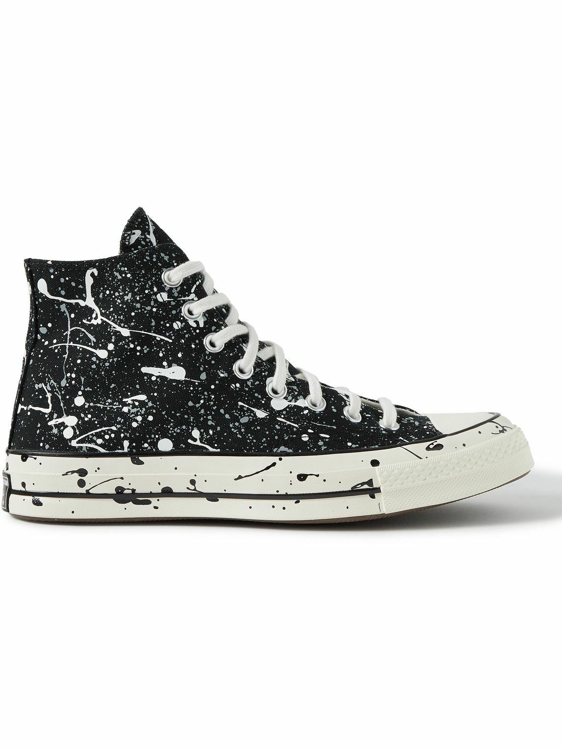 Converse - Chuck 70 Paint-Splattered Canvas High-Top Sneakers - Black ...