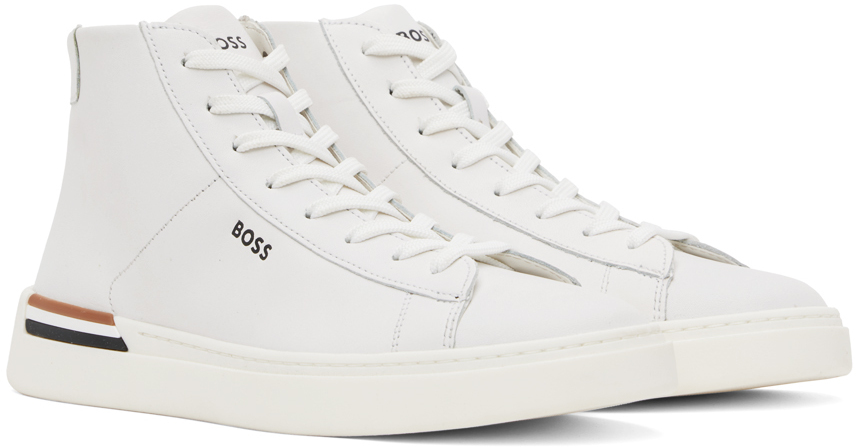 BOSS White Logo High-Top Sneakers BOSS