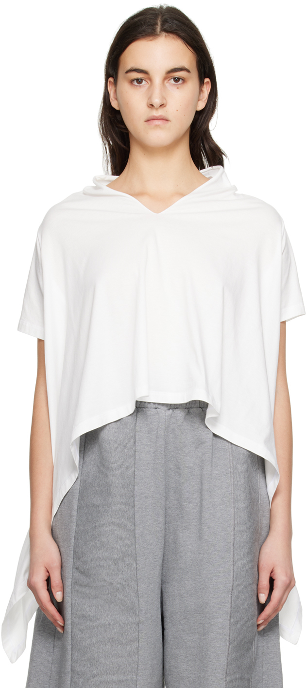 MM6 Maison Margiela White Asymmetric T-Shirt MM6 Maison Margiela