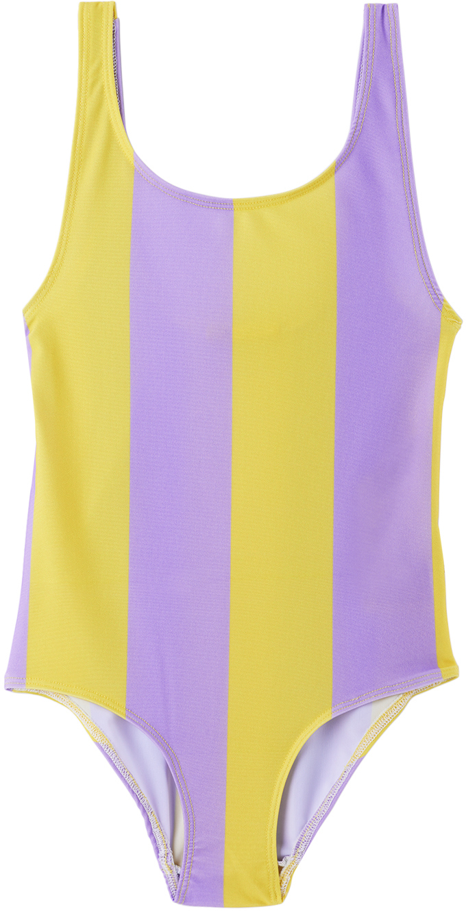M’A Kids Kids Yellow & Purple Striped One-Piece Swimsuit