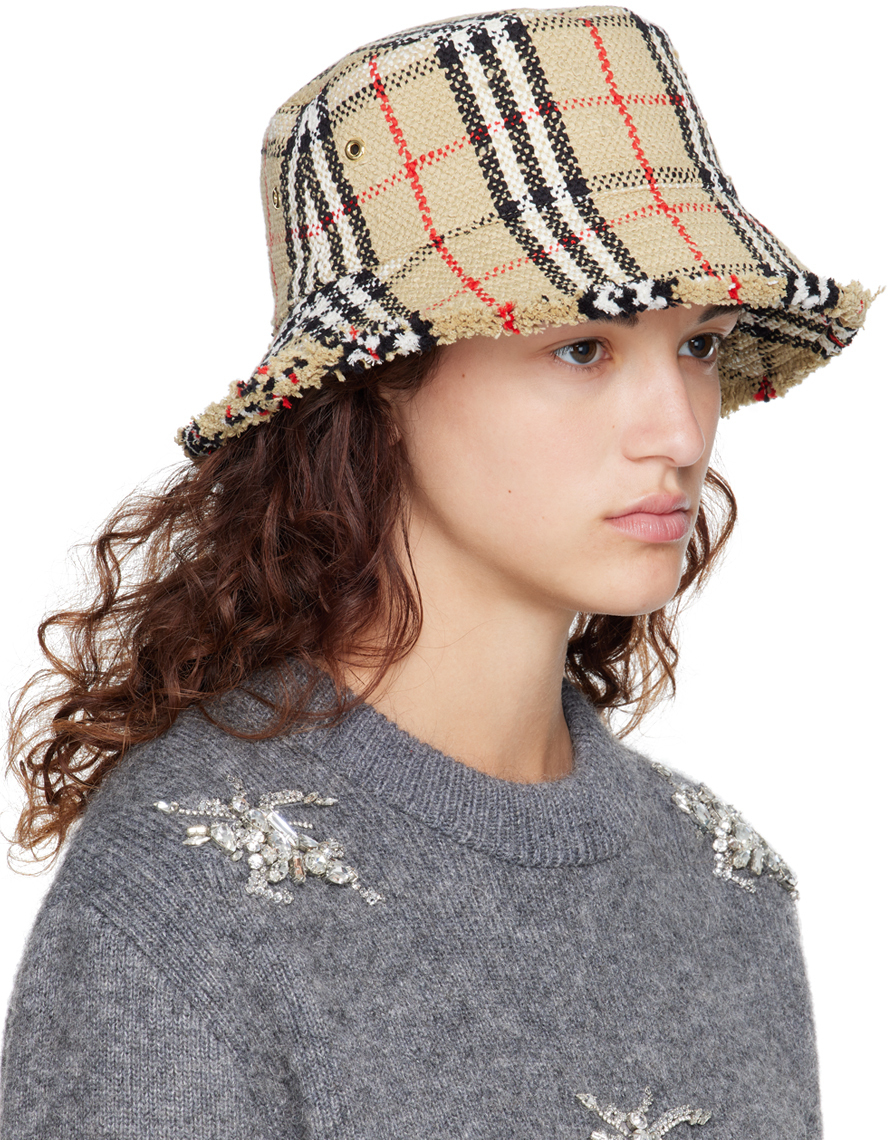 Burberry Beige Check Bucket Hat Burberry