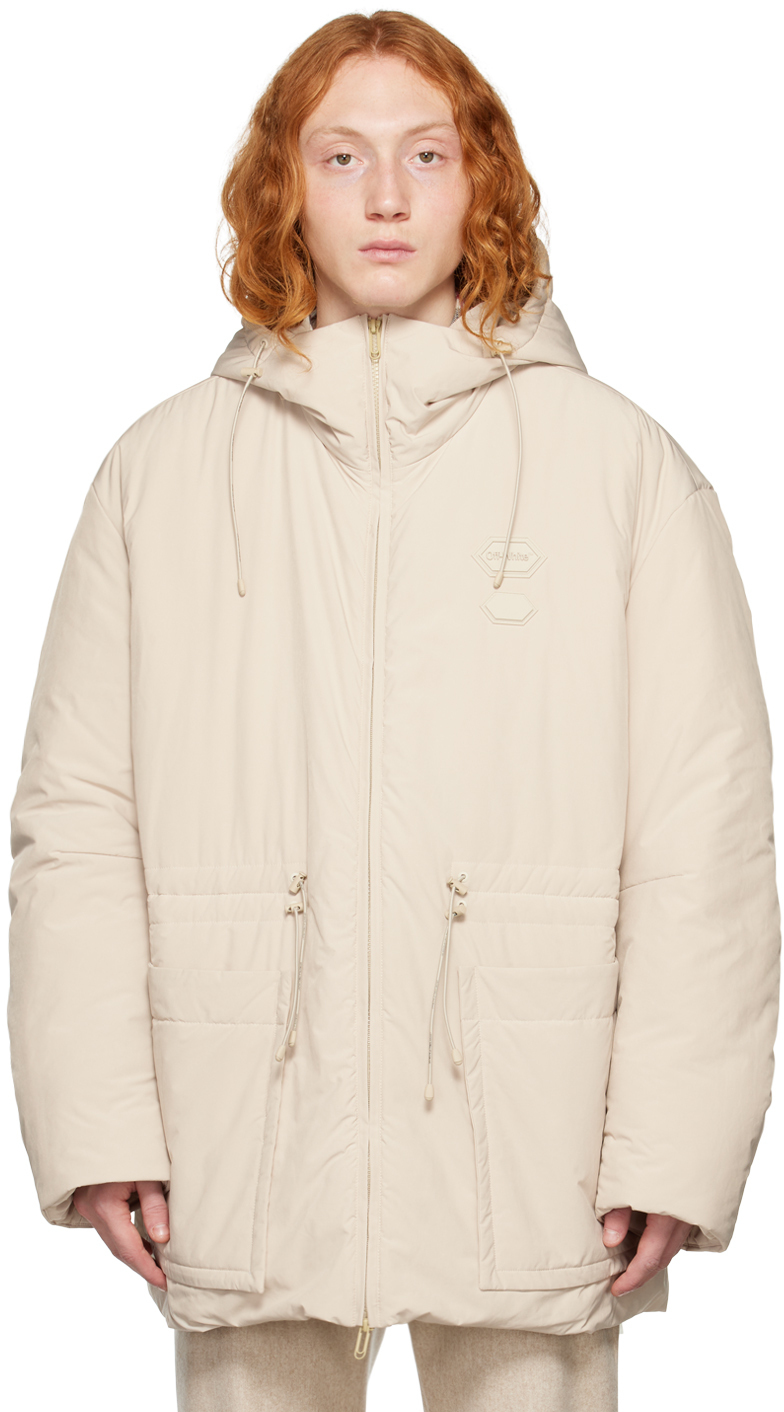 Off-White Beige Padded Drawstring Jacket Off-White