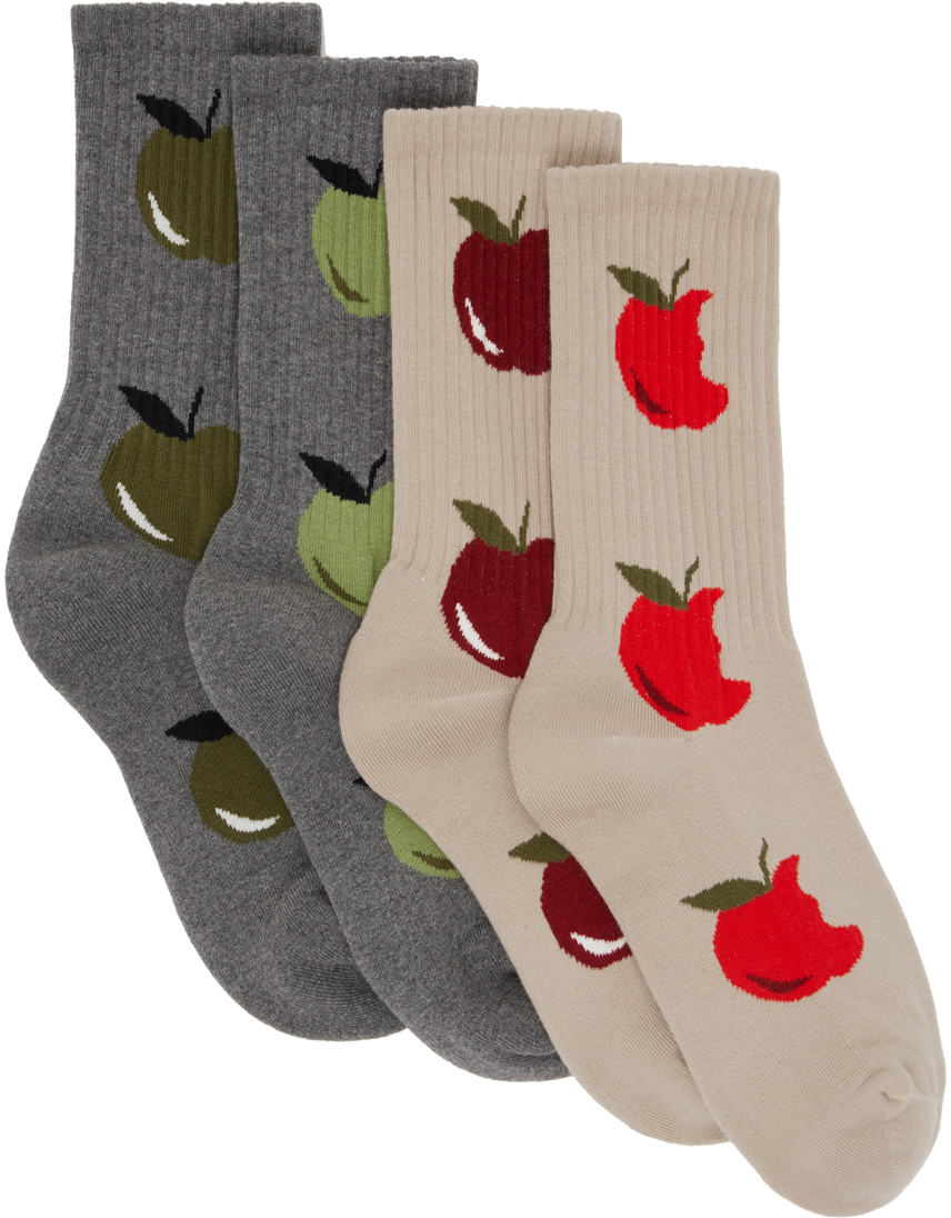 JW Anderson Two-Pack Multicolor Apple Socks JW Anderson