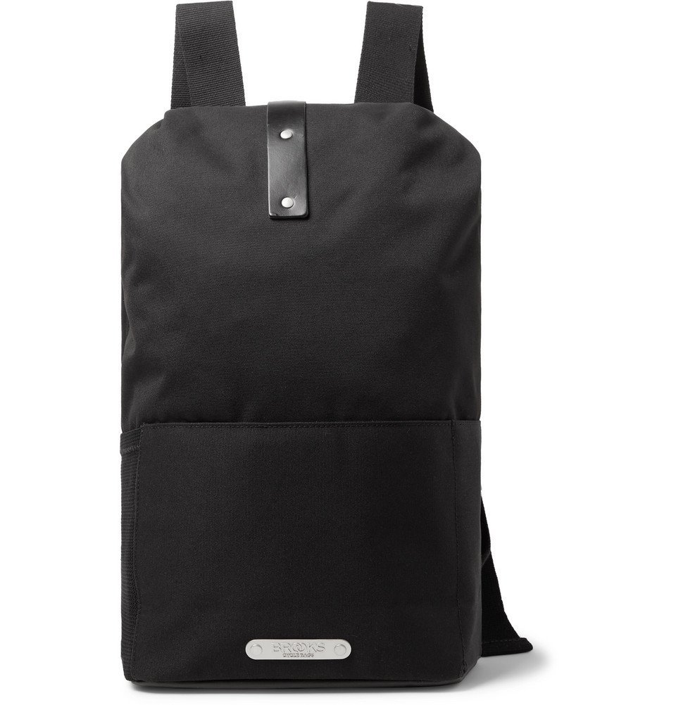 Brooks England - Dalston Medium Leather-Trimmed Canvas Backpack - Black ...