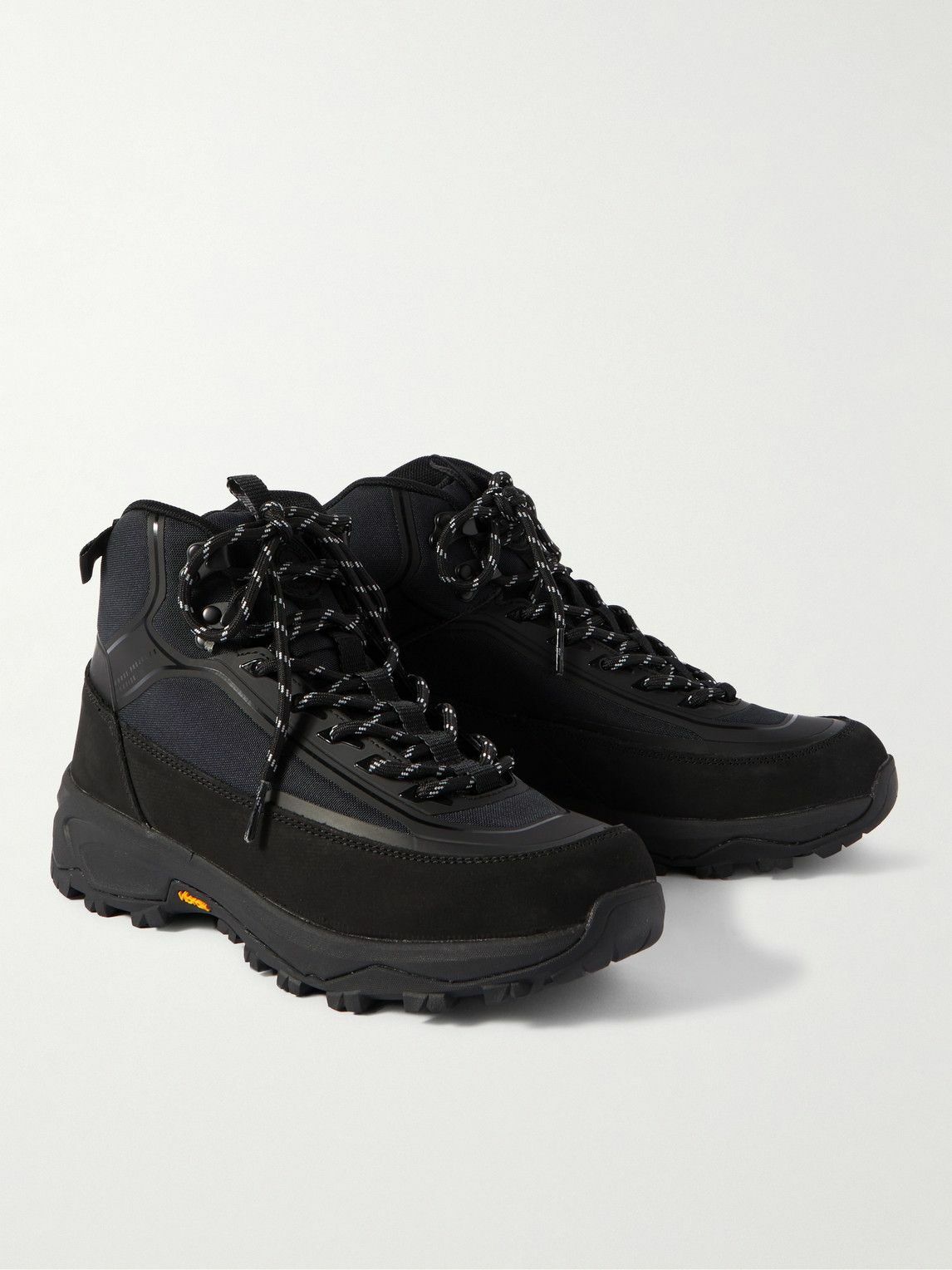Norse Projects Arktisk - Logo-Appliquéd Leather and Mesh Boots - Black ...