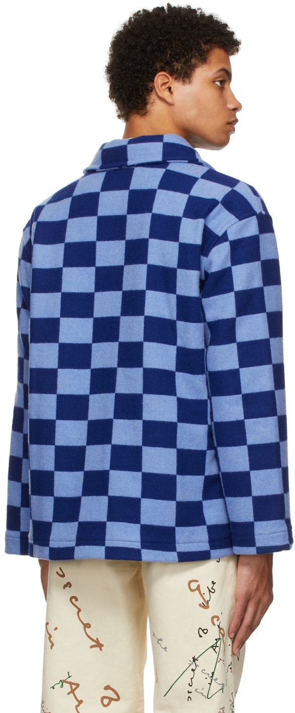 Bode Navy & Blue Checkerboard Jacket Bode