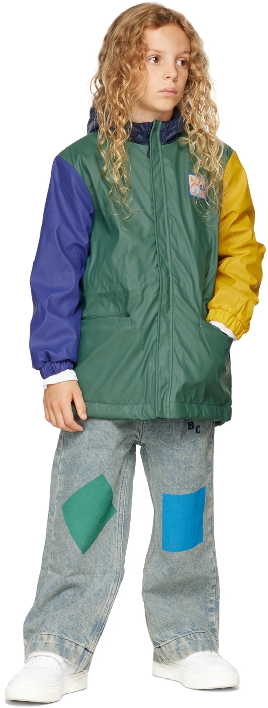 Bobo Choses Kids Green Colorblock Raincoat Bobo Choses