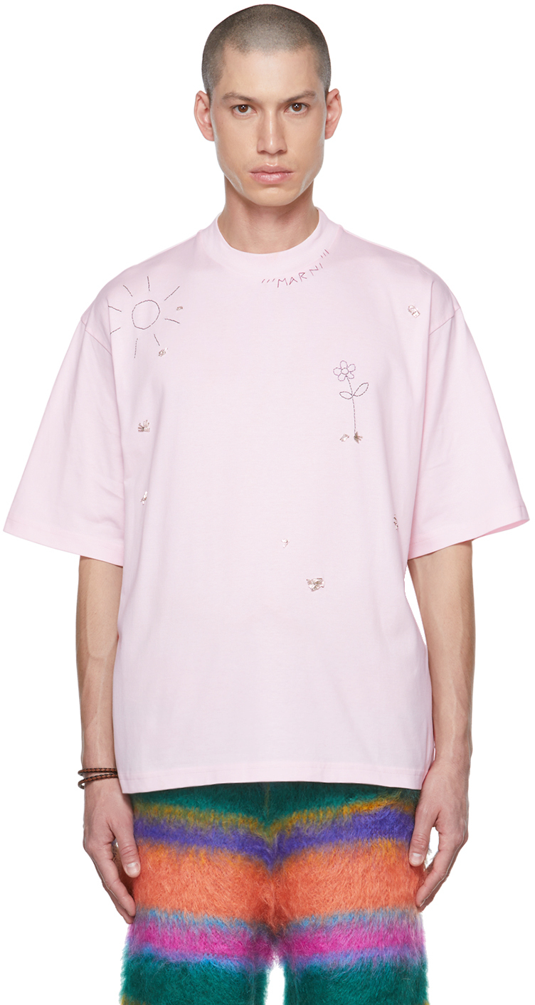 Marni Pink Embroidered T-Shirt Marni