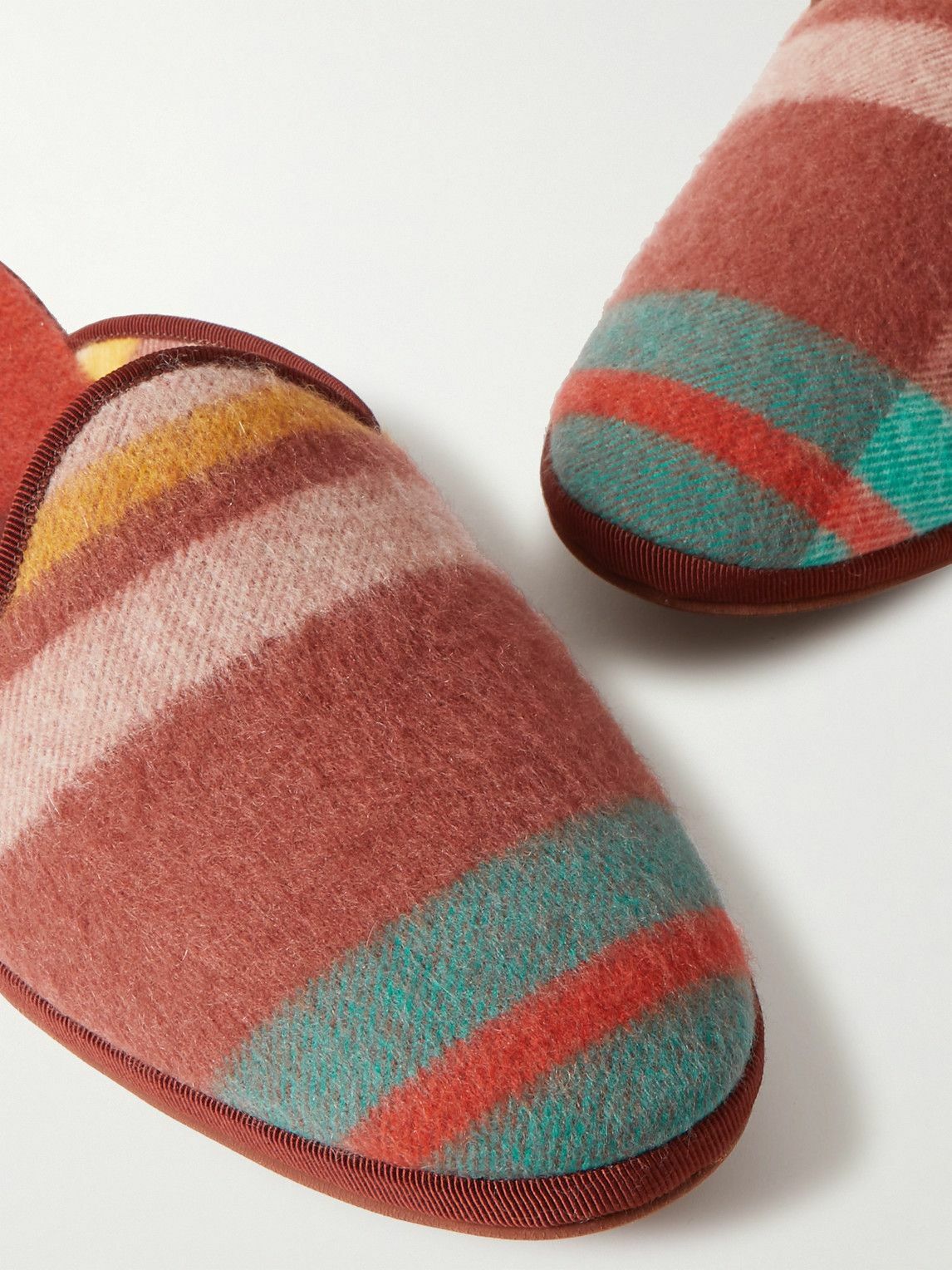 Loro Piana - Open Venice Checked Cashmere Slippers - Orange Loro Piana