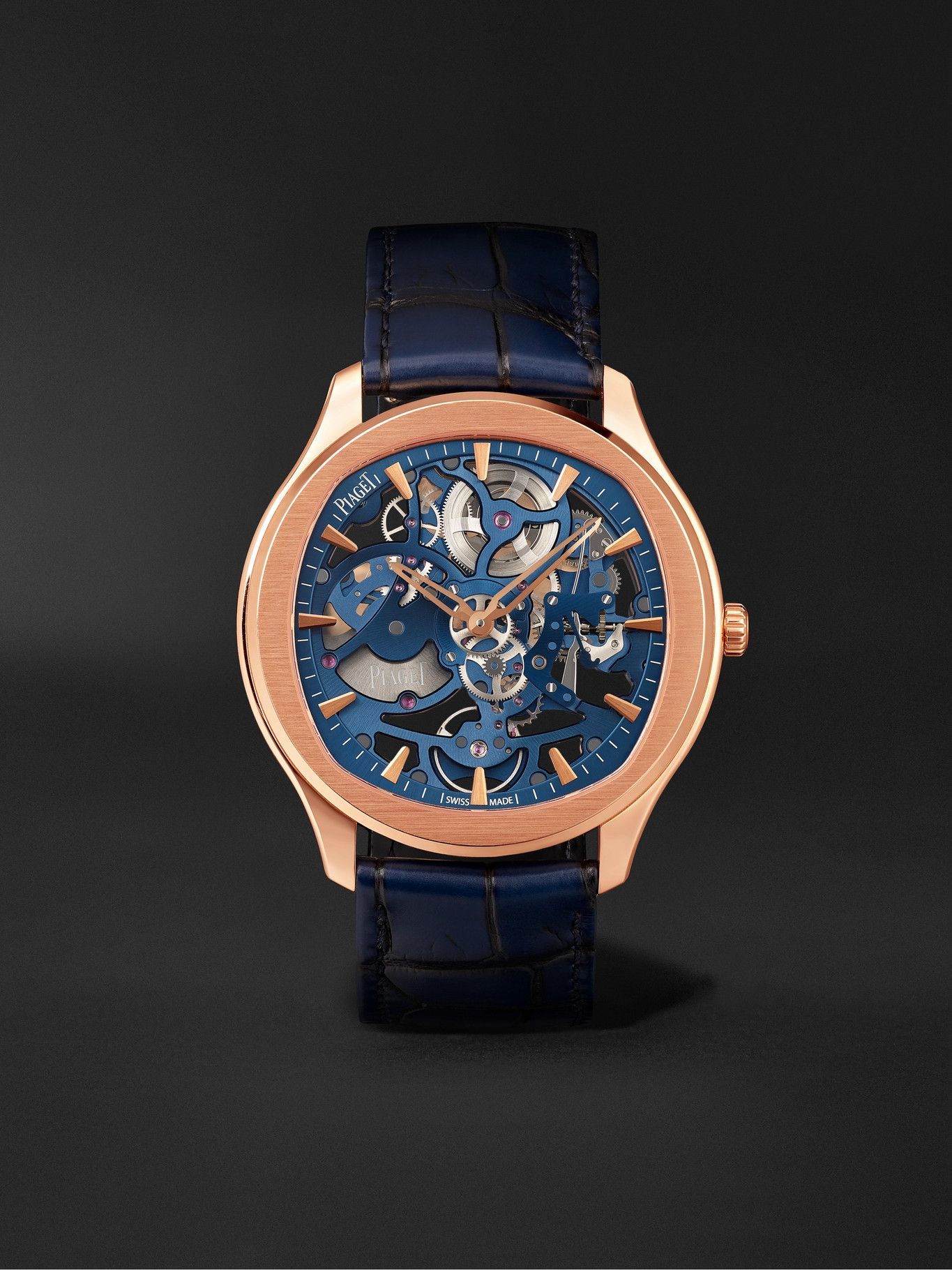Piaget - Polo Skeleton Automatic 42mm 18-Karat Pink Gold and Alligator ...