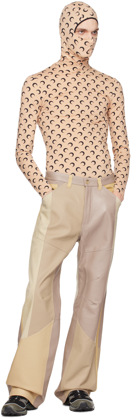 Marine Serre Beige Patchwork Leather Pants Marine Serre