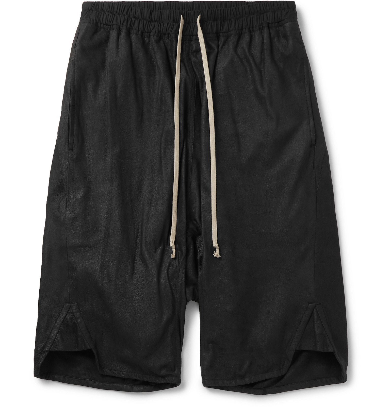 Rick Owens - Leather Drawstring Shorts - Black Rick Owens