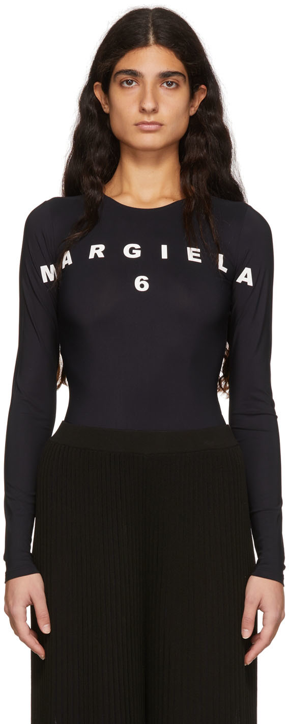 MM6 Maison Margiela SSENSE Exclusive Black Capsule Large Logo Bodysuit MM6 Maison Margiela