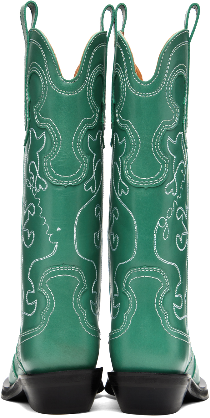 GANNI Green Western Boots GANNI