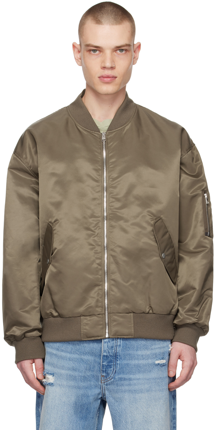 FRAME Khaki Oversized Bomber Jacket Frame Denim