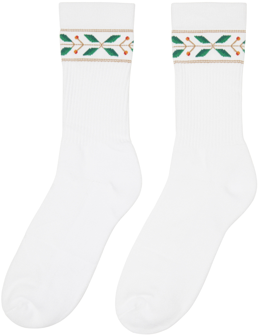 Casablanca White Ribbed Sport Socks Casablanca